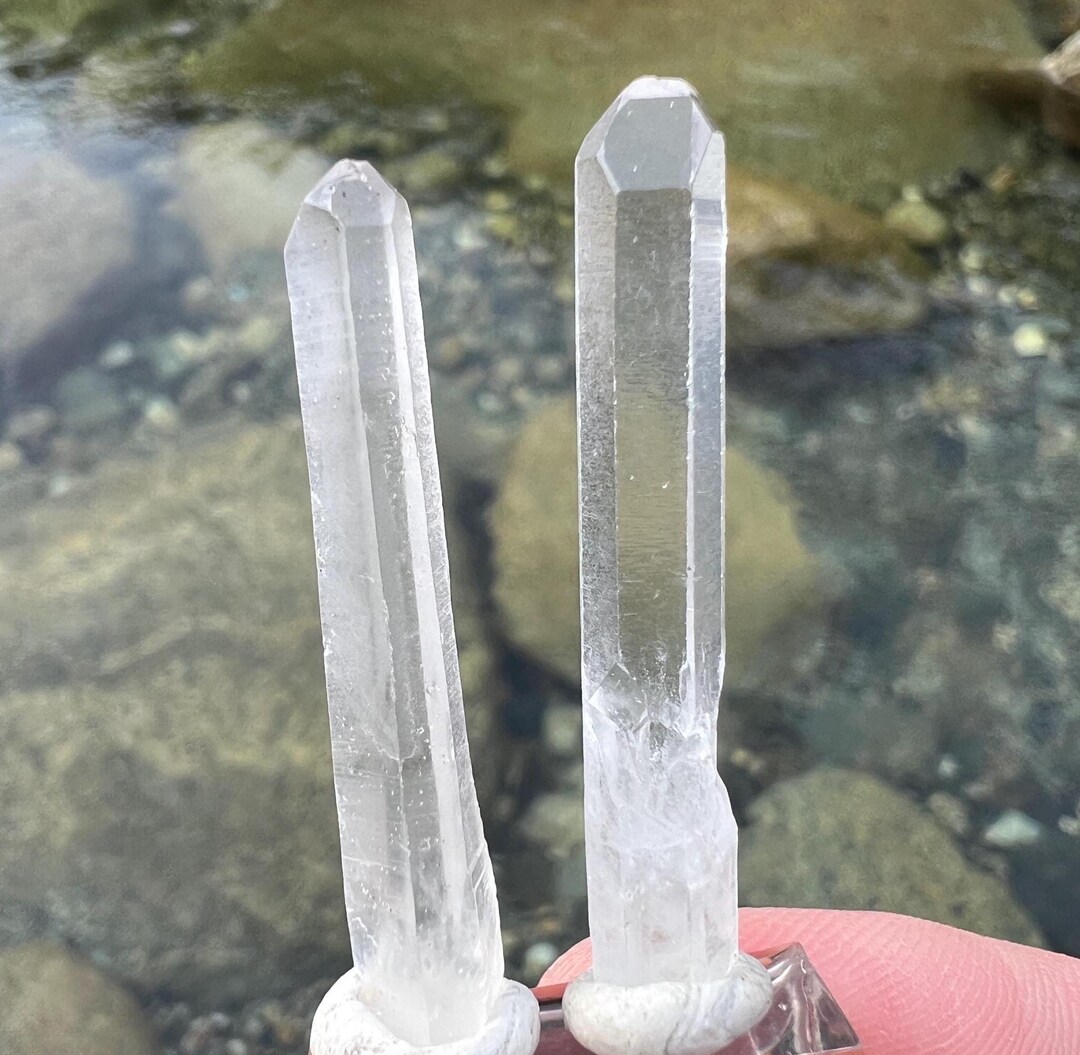 Natural Set of Crystal Gauges • 3 Gauge Set of 2 Matching Clear Quartz ...