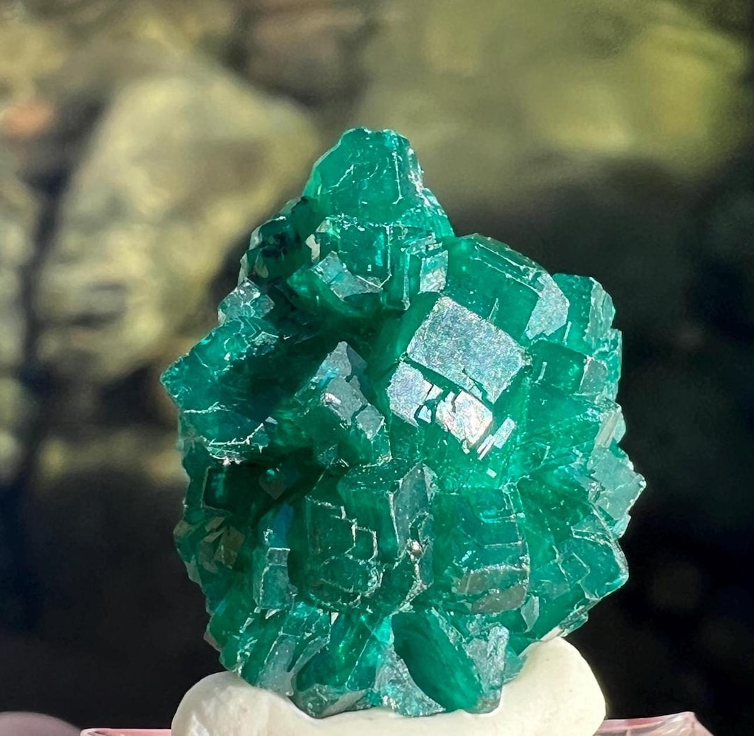 Crystalline Emerald Green Dioptase Cluster From Namibia • 4 Grams • Raw ...