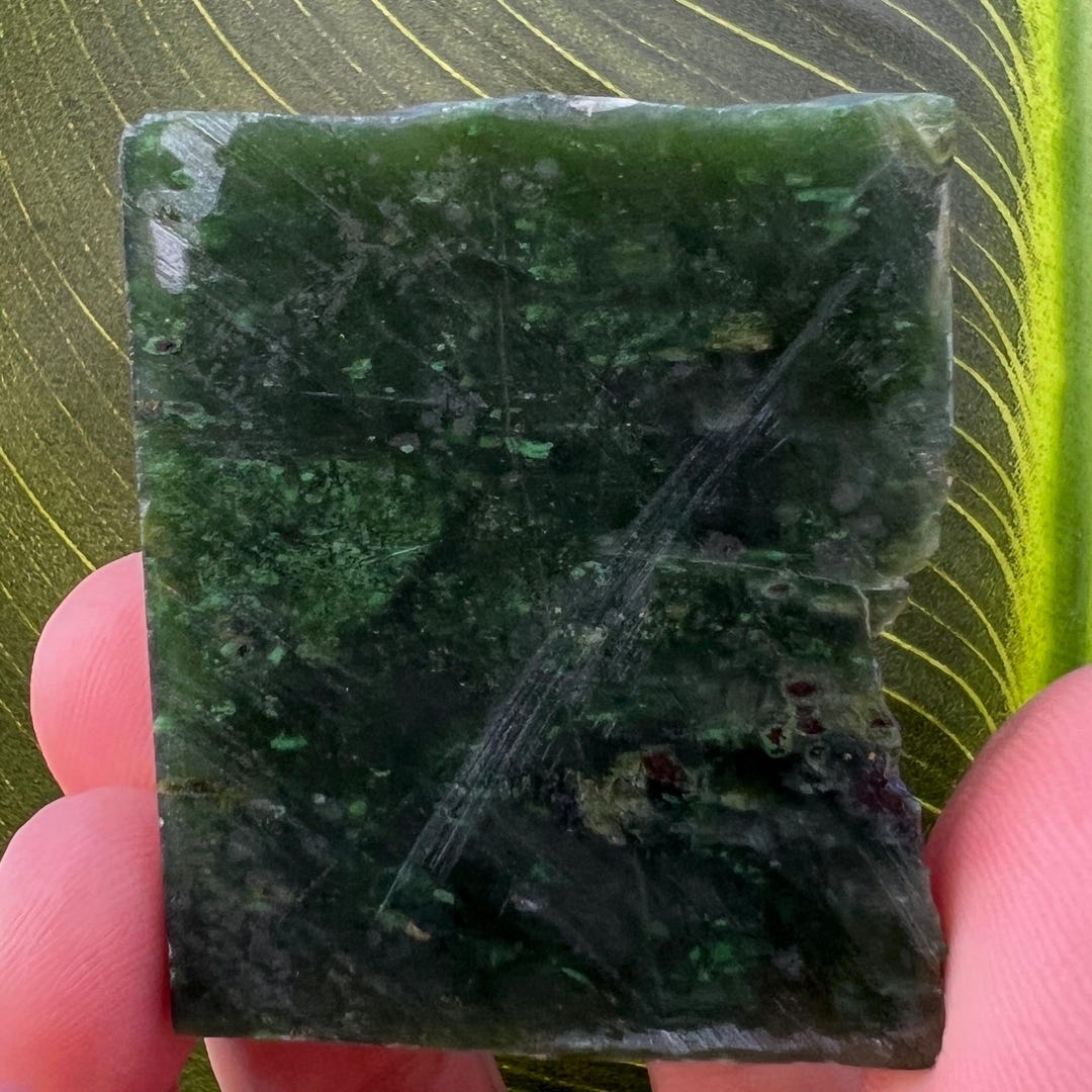 Exceptional Nephrite Jade Rough W/ Chromium Inclusions • 65 Grams ...