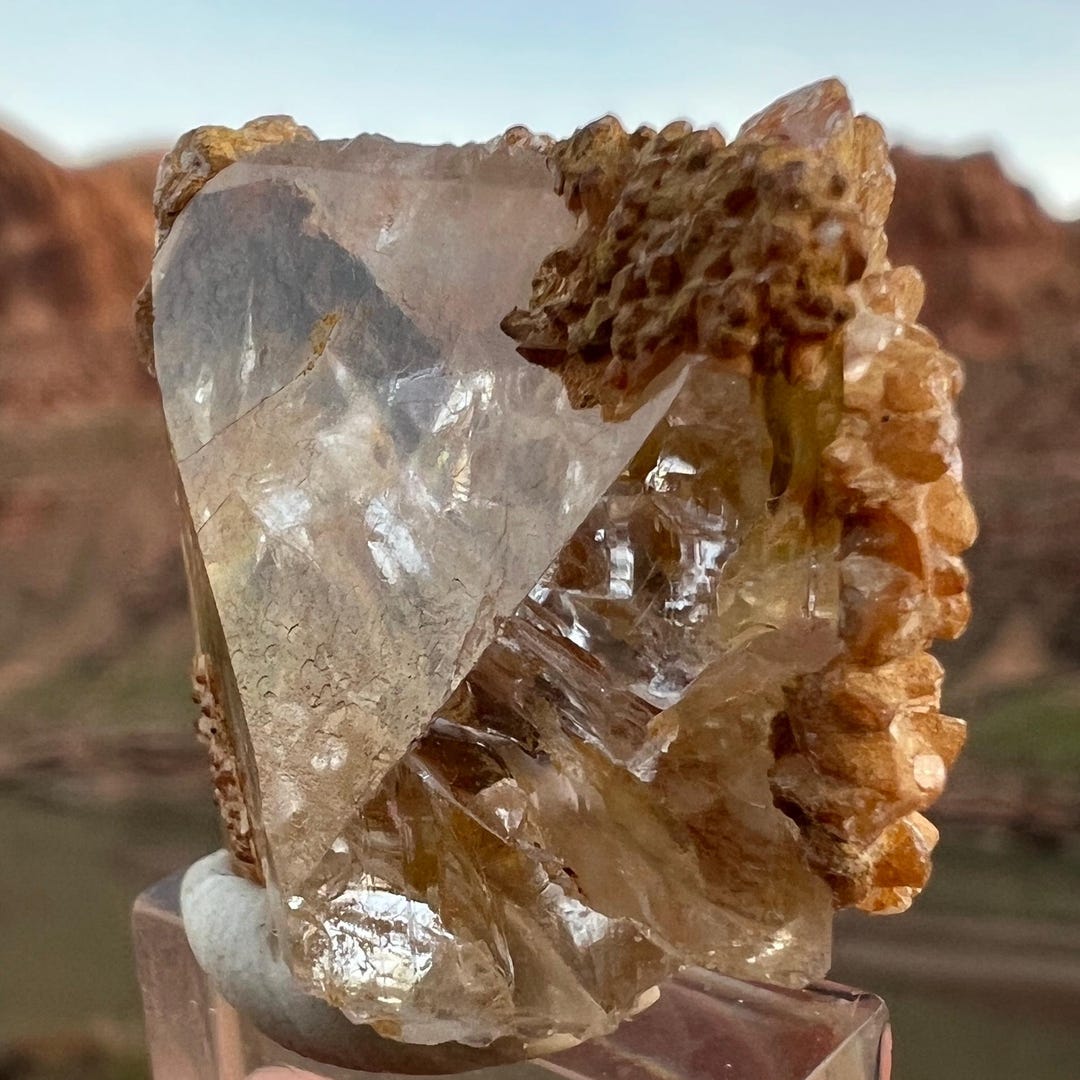 Glorious Clear Danburite Encased in Flower Calcite • 17 Grams Natural ...