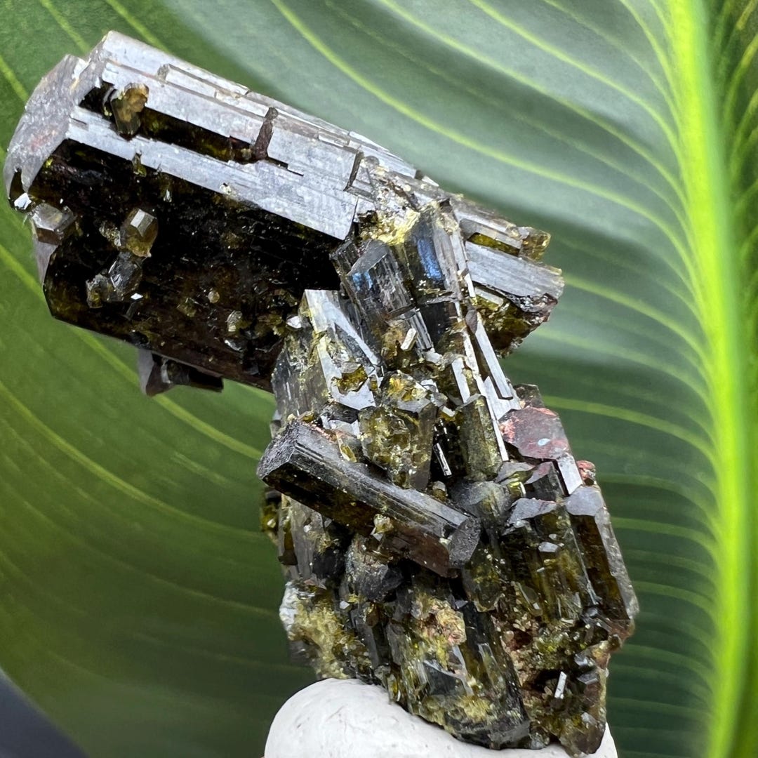 Pure Epidote Crystal Cluster • 22 Grams Natural Green Epidote From Mala ...