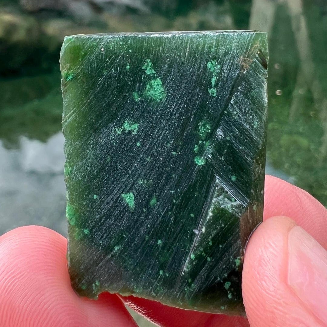Nephrite Jade Slab Rough W/ Chromium Inclusions 17 Grams Cabochon ...