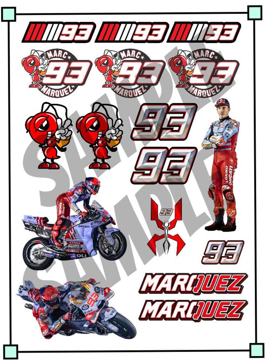 Marc Marquez 93 Gresini Racing Team Moto GP UV Sticker Pack 12 X 8 - Etsy