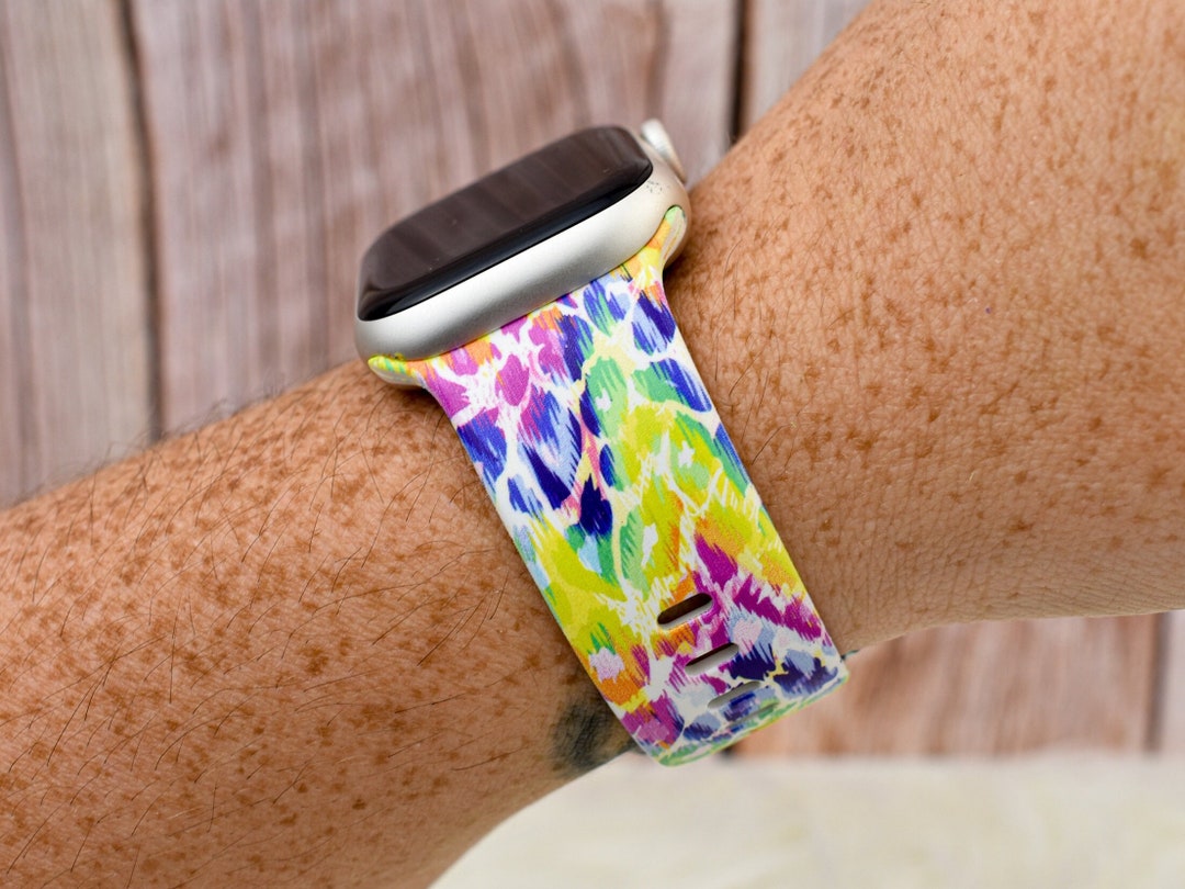 Colorful Leopard Print Silicone Watch Band Compatible With Apple Watch ...