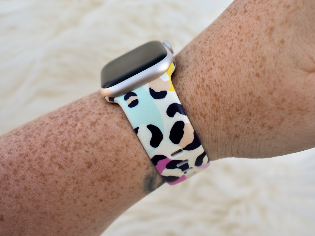 Colorful Leopard Print Silicone Watch Band Compatible With Apple Watch ...