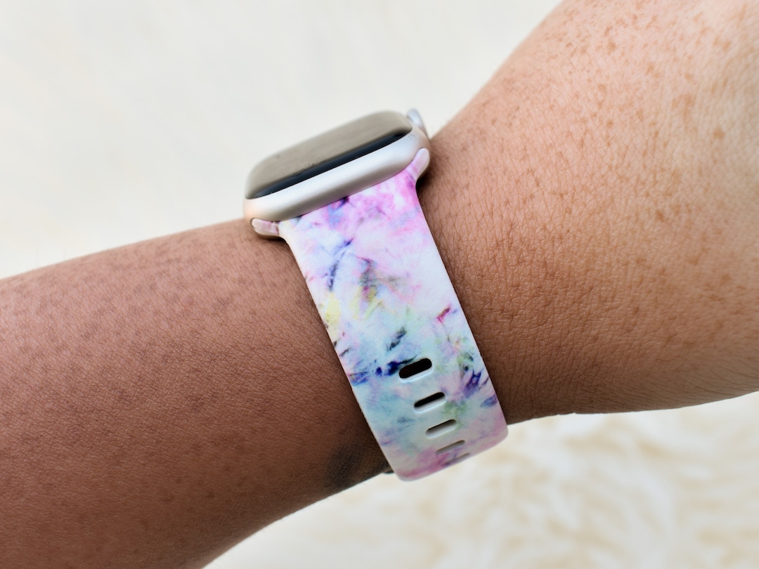 Pink Purple Tie Dye Silicone Watch Band Compatible With Apple Watch ...