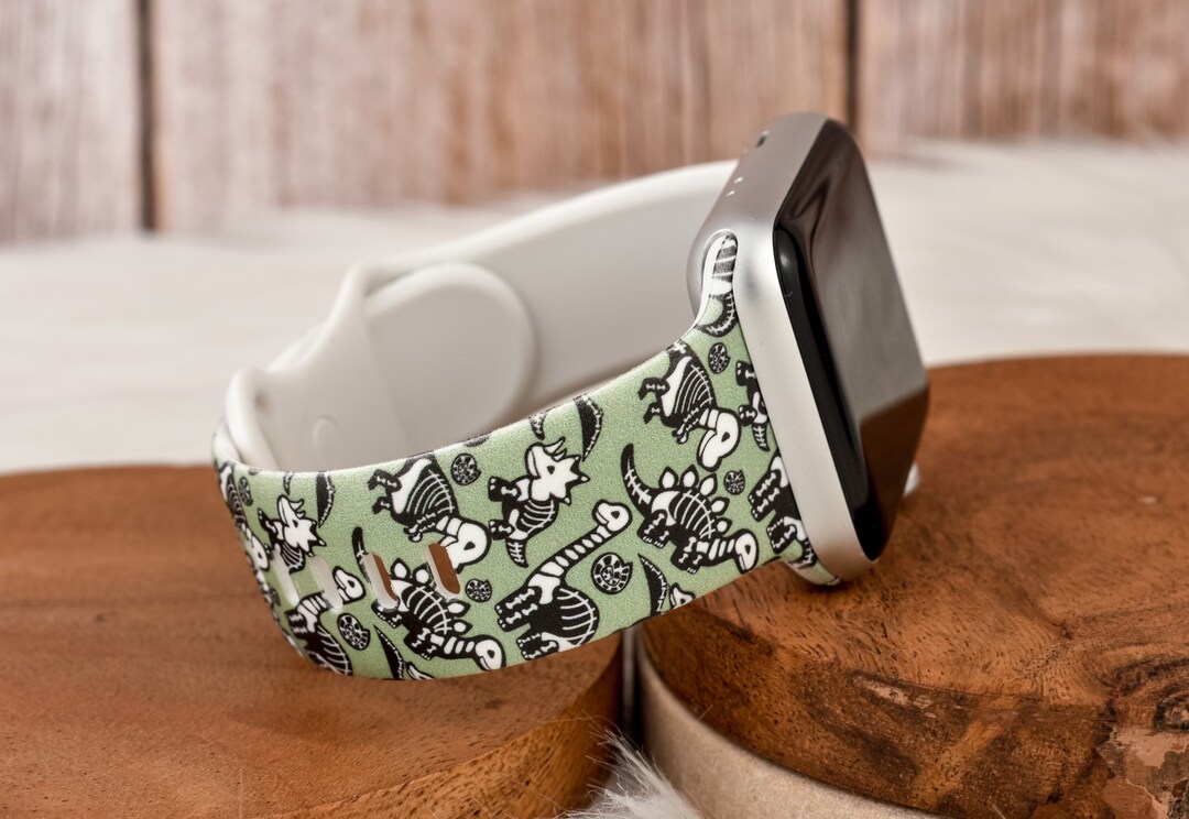 Halloween Dinosaur Skeleton Silicone Watch Band Compatible With Apple ...