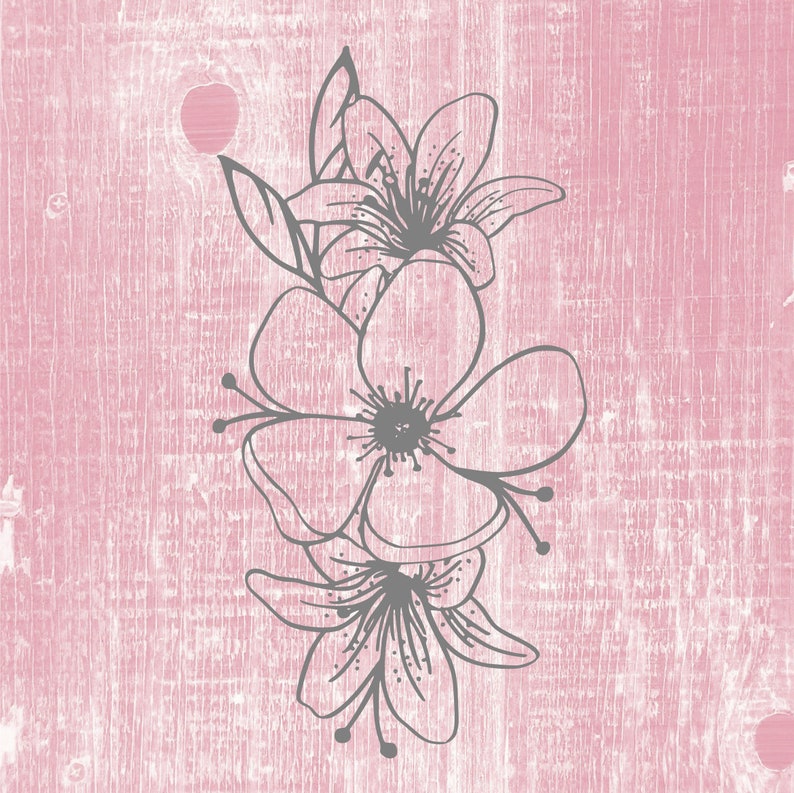 Lily Cherry Blossom Floral SVG READ DESCRIPTION - Etsy