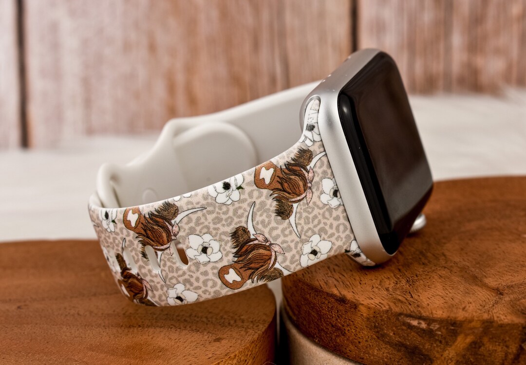 Highland Cow Leopard Western Silicone Watch Band Compatible With Apple ...