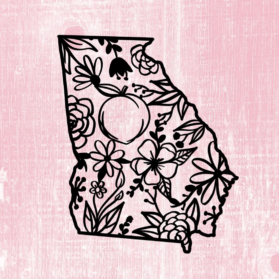 Floral Georgia SVG, State - Etsy