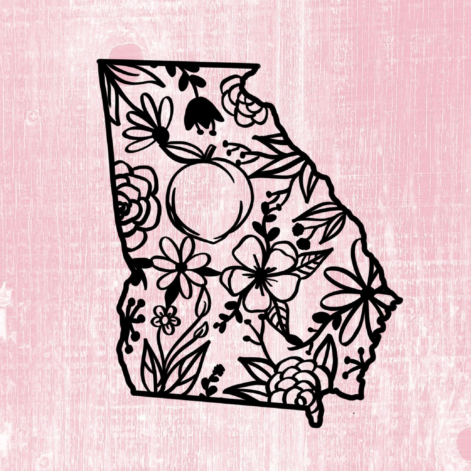 Floral Georgia SVG, State - Etsy