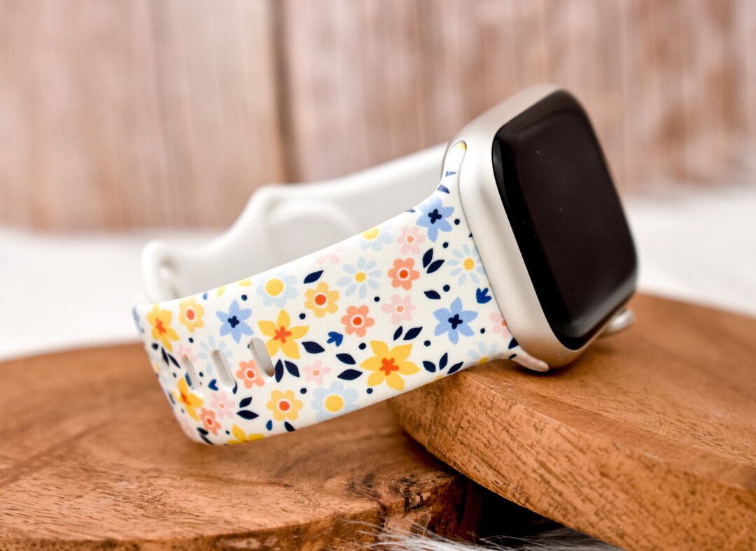 Colorful Small Spring Flowers Silicone Watch Band Compatible With Apple ...