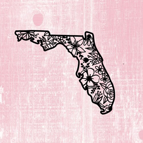 Florida State Map Palm With Palm Trees Svg Florida Svg Comb - Etsy