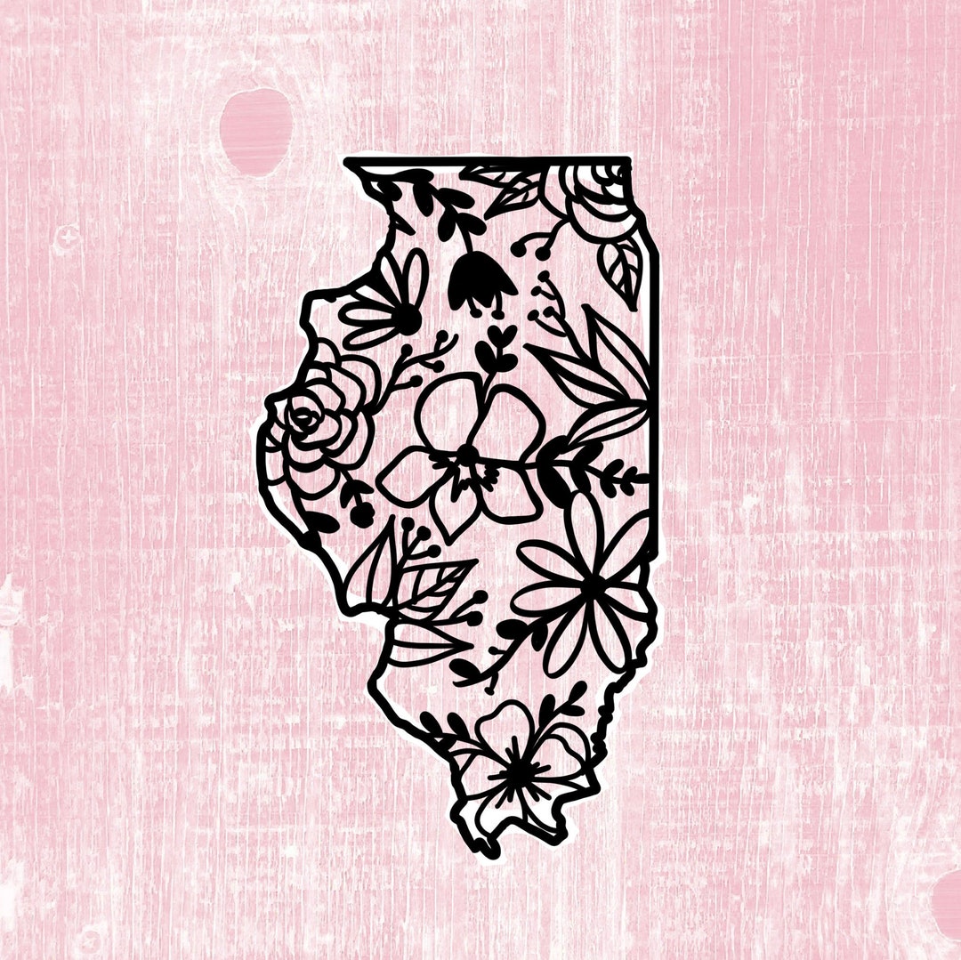 Floral Illinois SVG, State - Etsy