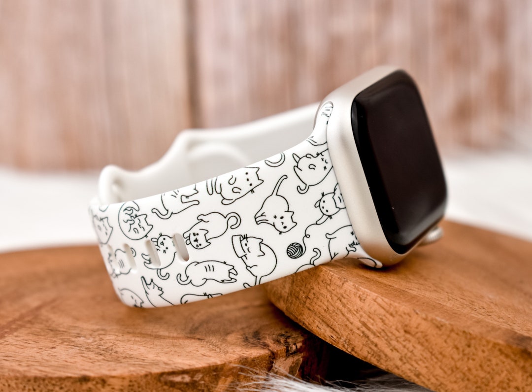 Kitty Cats Print Silicone Watch Band Compatible With Apple Watch Fitbit ...