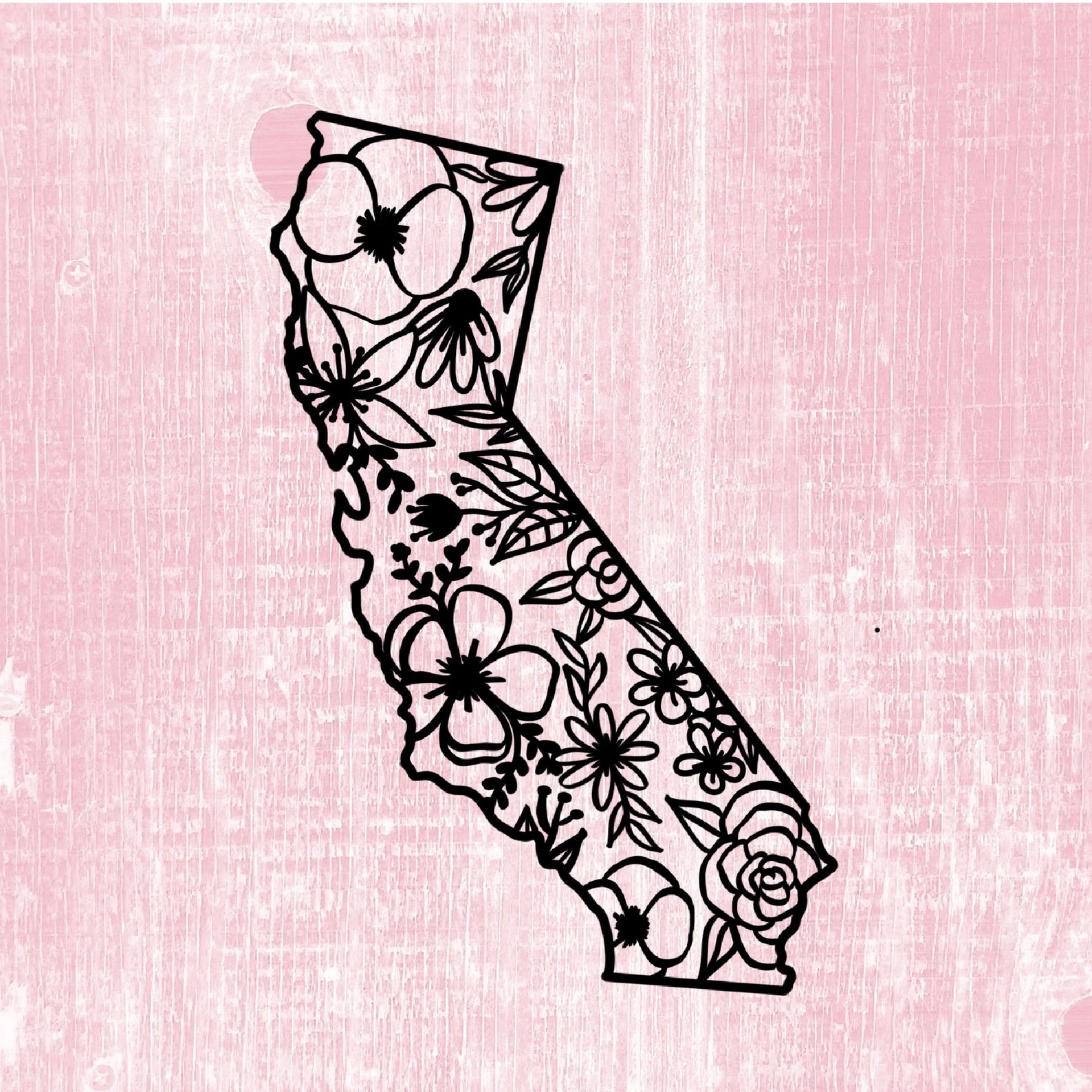 Floral California SVG State - Etsy