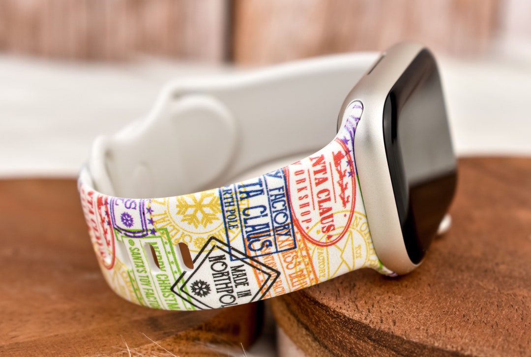 Santa Christmas Stamps Silicone Watch Band Compatible With Apple Watch ...