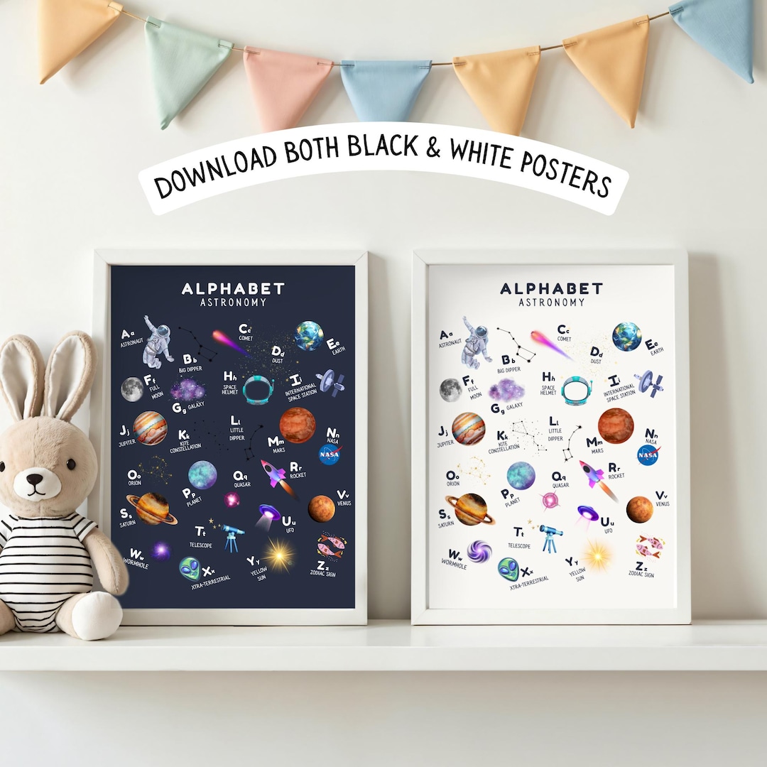 Astronomy Alphabet Poster – Printable Space ABC Wall Art for Kids ...