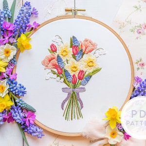 Embroidery PDF Pattern spring Flowers Digital - Etsy