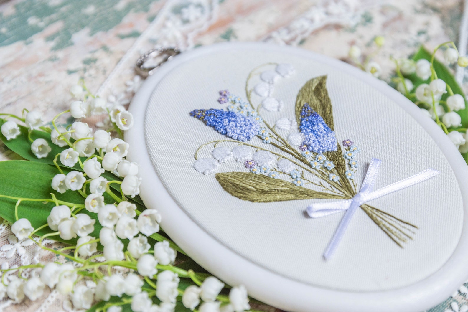 Embroidery PDF Pattern lily of the Valley Bouquet - Etsy