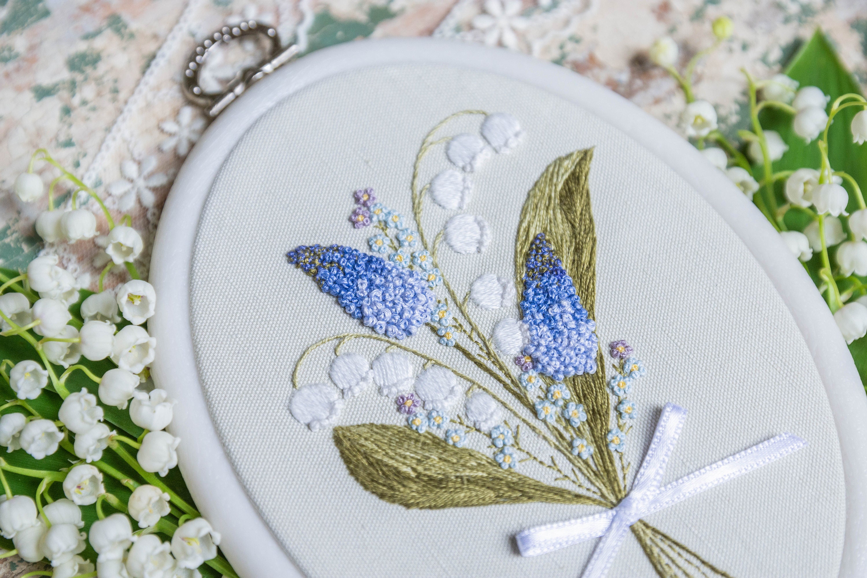 Embroidery PDF Pattern lily of the Valley Bouquet - Etsy