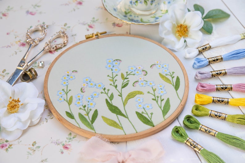 Embroidery PDF Pattern forget Me Nots Digital - Etsy