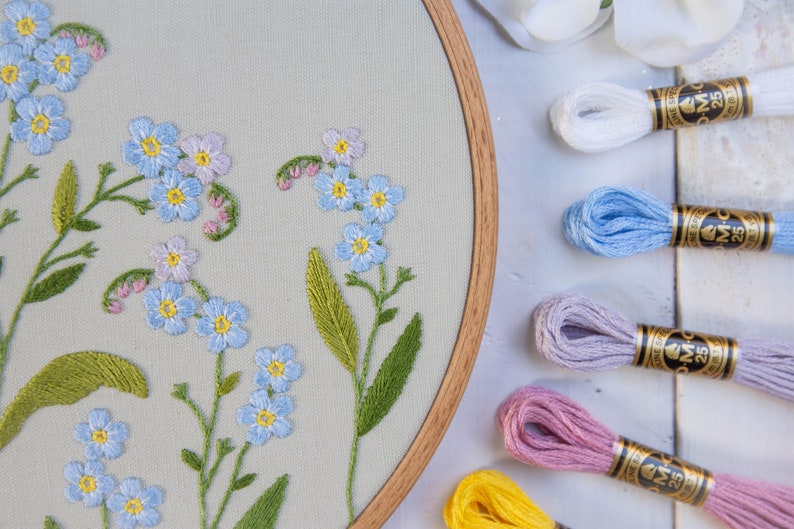 Embroidery PDF Pattern forget Me Nots Digital - Etsy