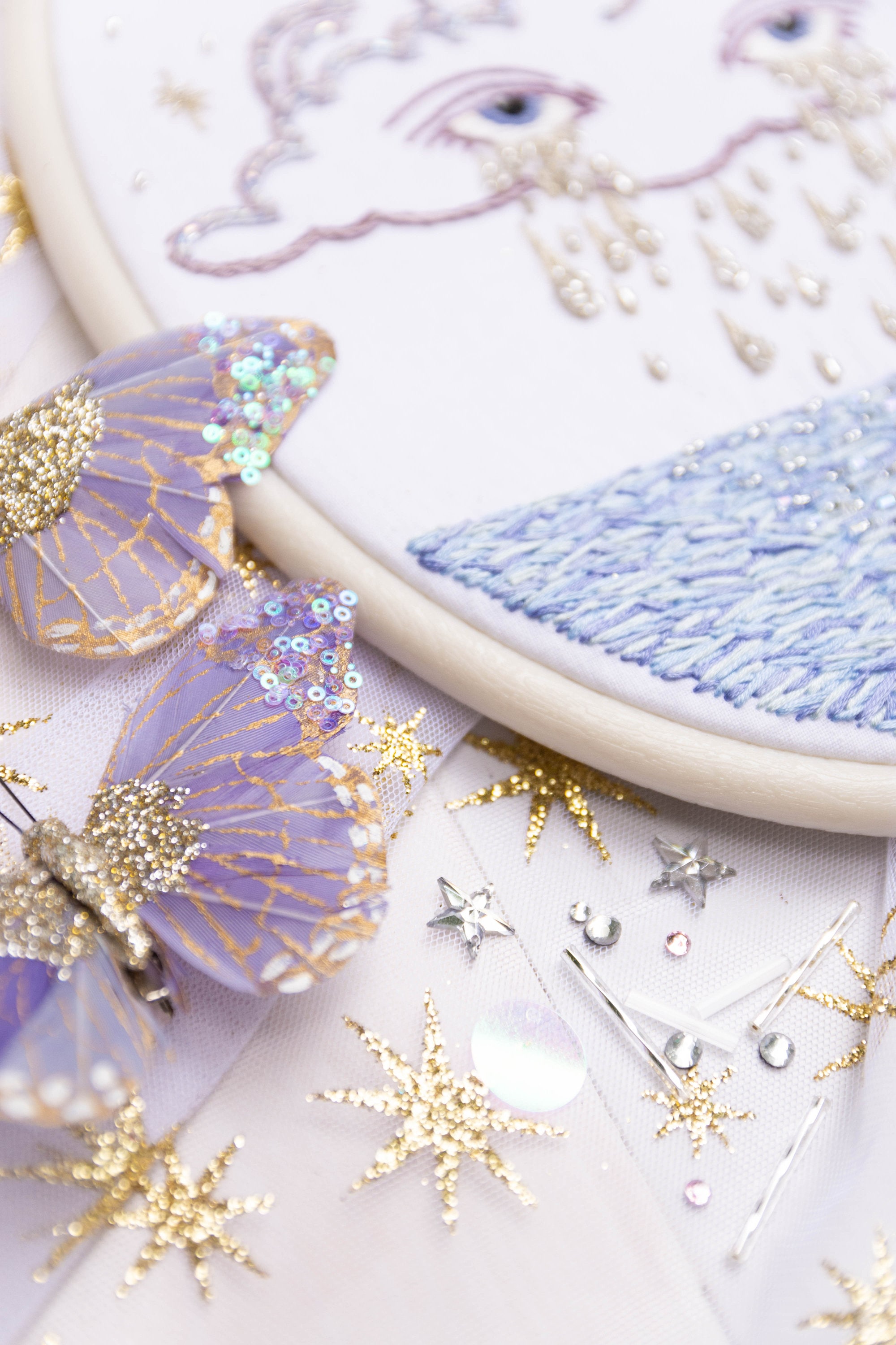 Abstract Cloud Embroidery Pattern: Mystical Tears, Beads (instant ...