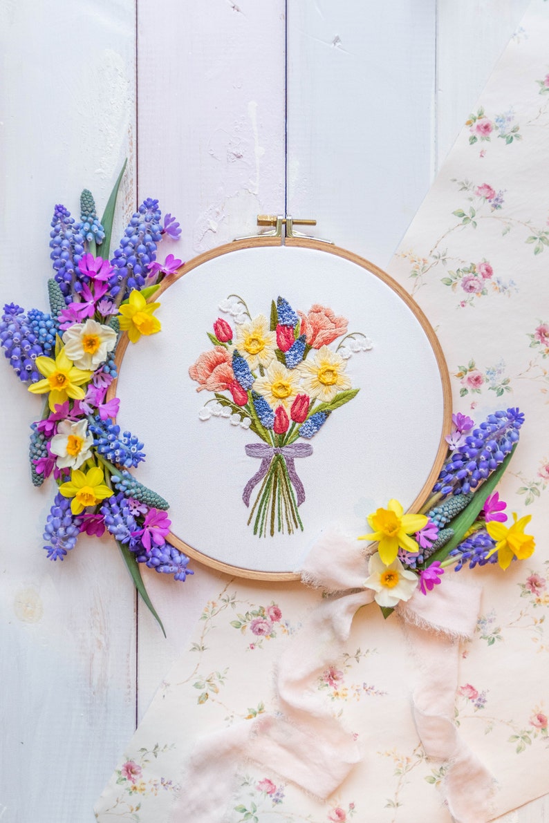 Embroidery PDF Pattern spring Flowers Digital - Etsy