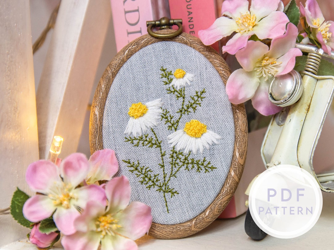 Embroidery PDF Pattern "miniature Chamomile" - Digital Instant Download ...