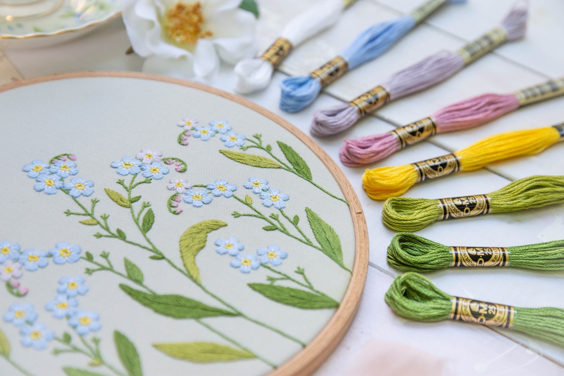 Embroidery PDF Pattern forget Me Nots Digital - Etsy