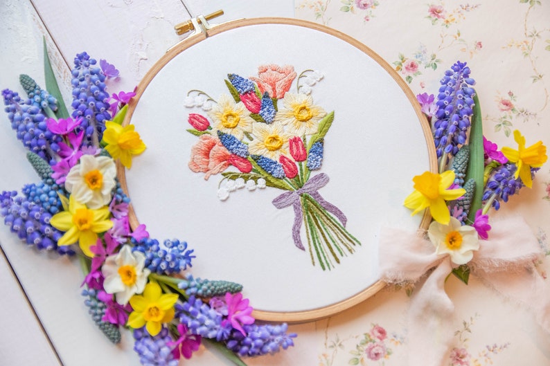 Embroidery PDF Pattern spring Flowers Digital - Etsy