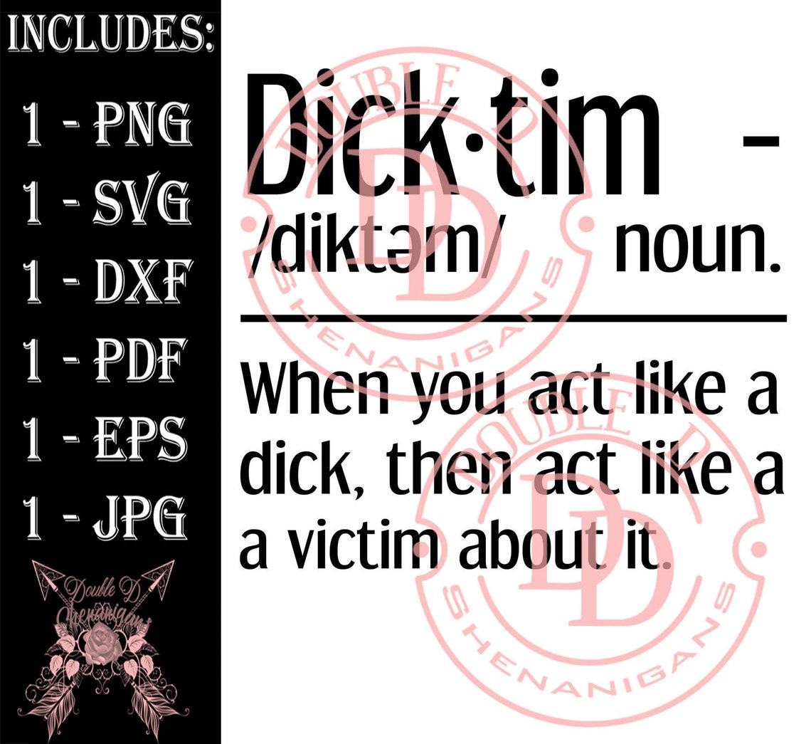 Dicktim Definition SVG, PDF, Eps, JPG, Png Dxf Cutting Files - Etsy