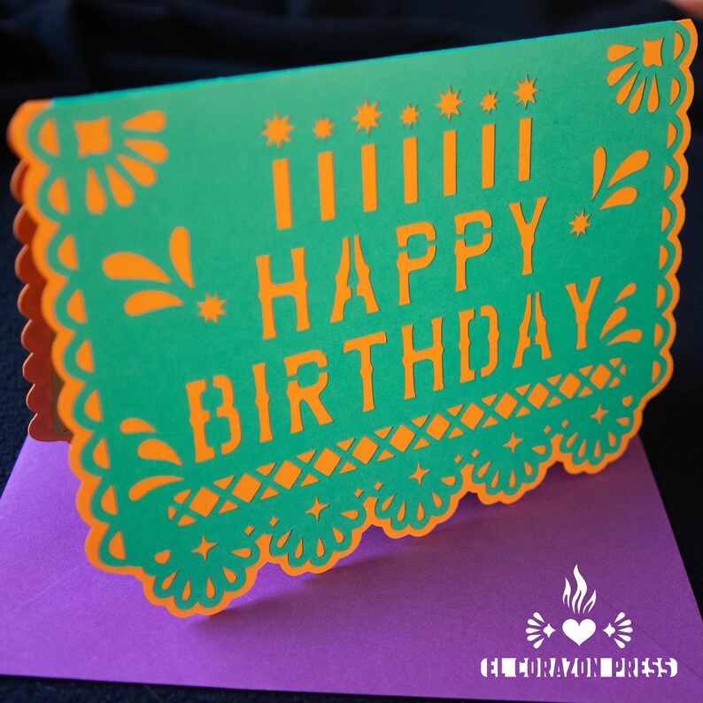 HAPPY BIRTHDAY Fiesta Colored Papel Picado Birthday Greeting Card / 5 X ...