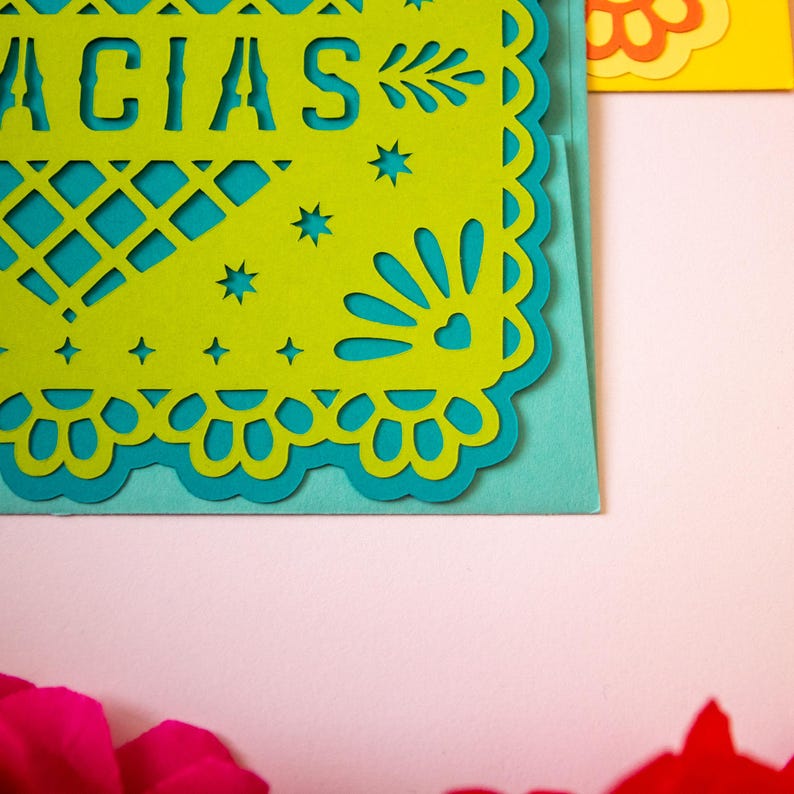 Papel Picado Heart Thank You Cards: Mexican Stationery, Set of 4 - Etsy
