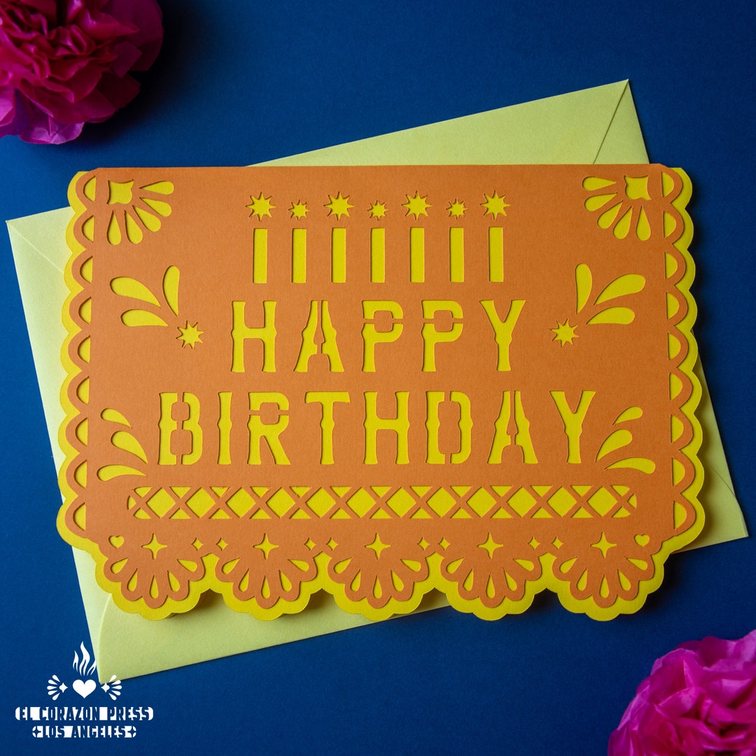 Papel Picado Birthday Cake Design, Unique 5x7 Birthday Card / Mexican ...