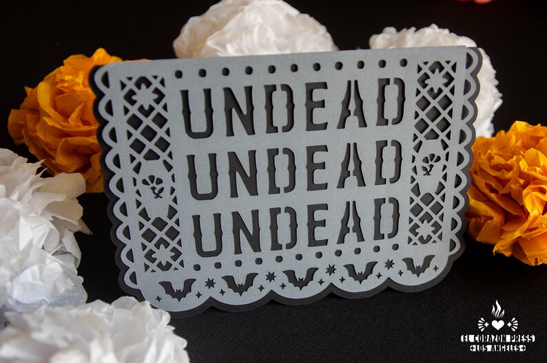 Goth Papel Picado UNDEAD Card / Bauhaus, Bela Lugosi Inspired, Mexican ...