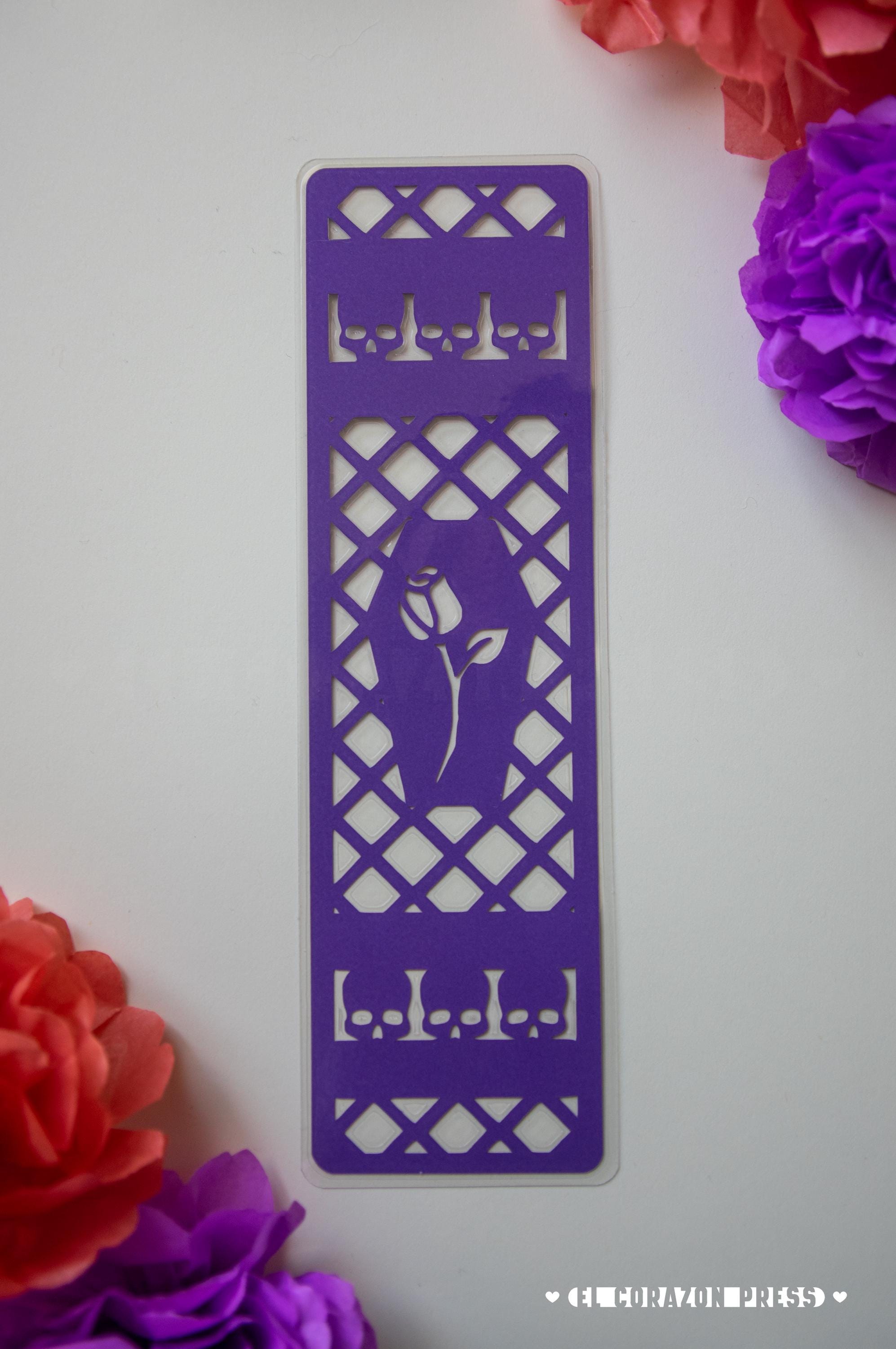 GOTHIC ROSE Violet Bookmark, Papel Picado Laminated Gift, Mexican Goth ...