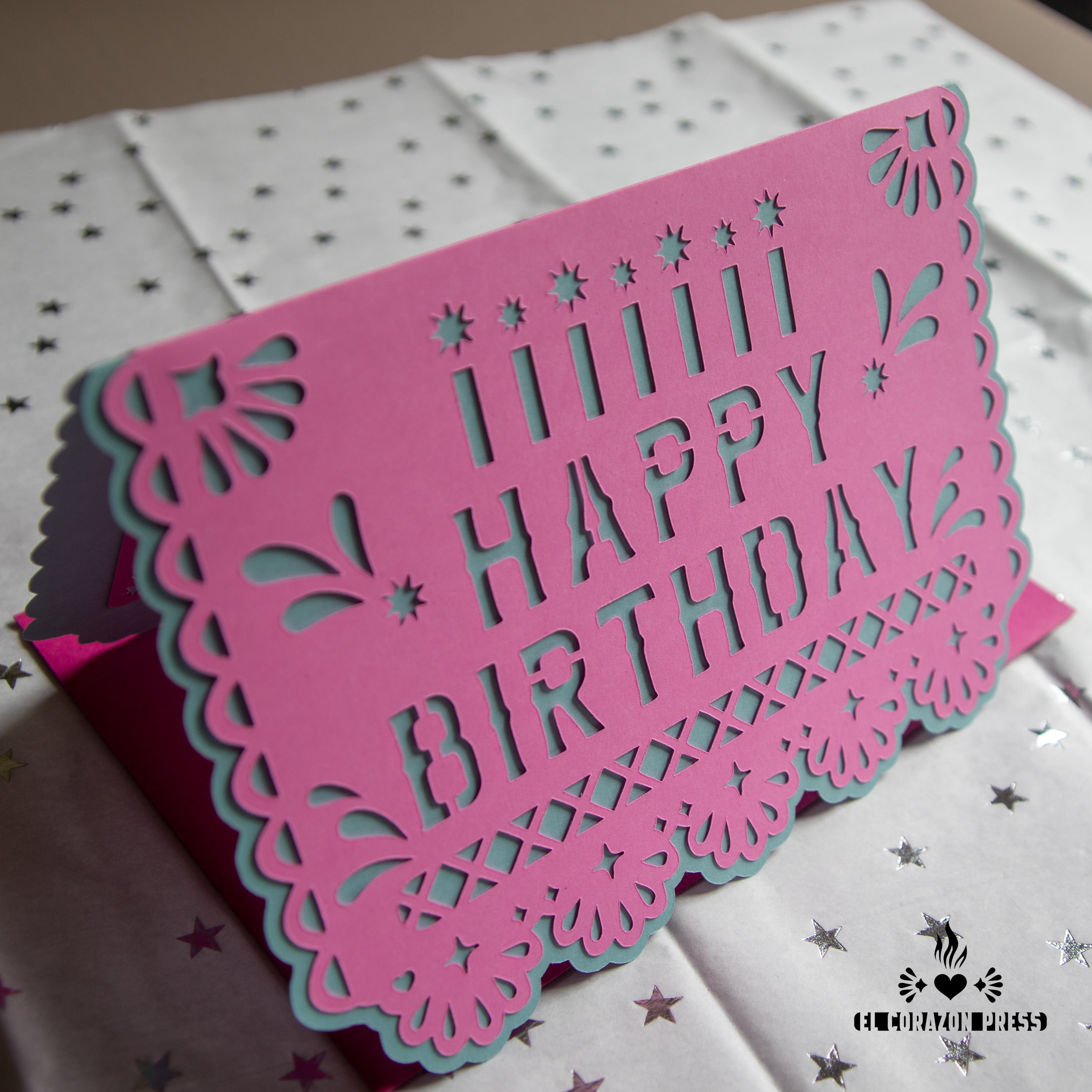 Papel Picado Birthday Greeting Card, Pastel Cumpleaños / 5 X 7 Unique ...