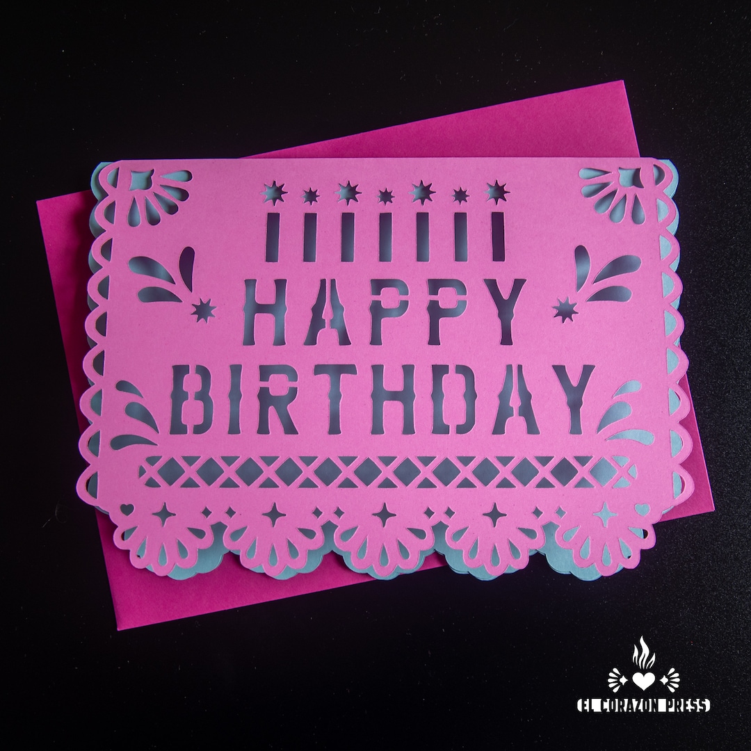 Papel Picado Birthday Greeting Card, Pastel Cumpleaños / 5 X 7 Unique ...