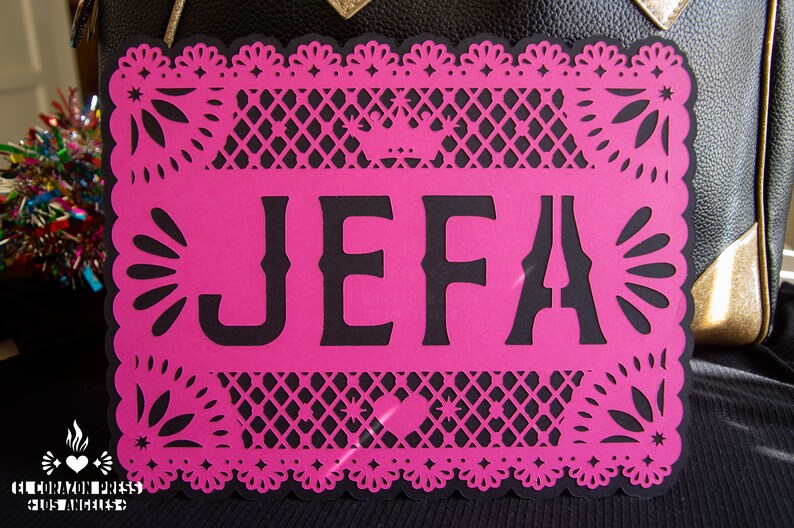 Pink and Black JEFA / Mama Gift, Mother's Day Art, Queen Papel Picado 8 ...