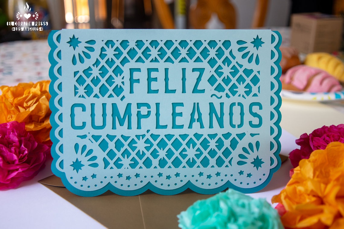 FELIZ CUMPLEANOS Birthday Card, Papel Picado, Greeting Card / Cut Paper ...