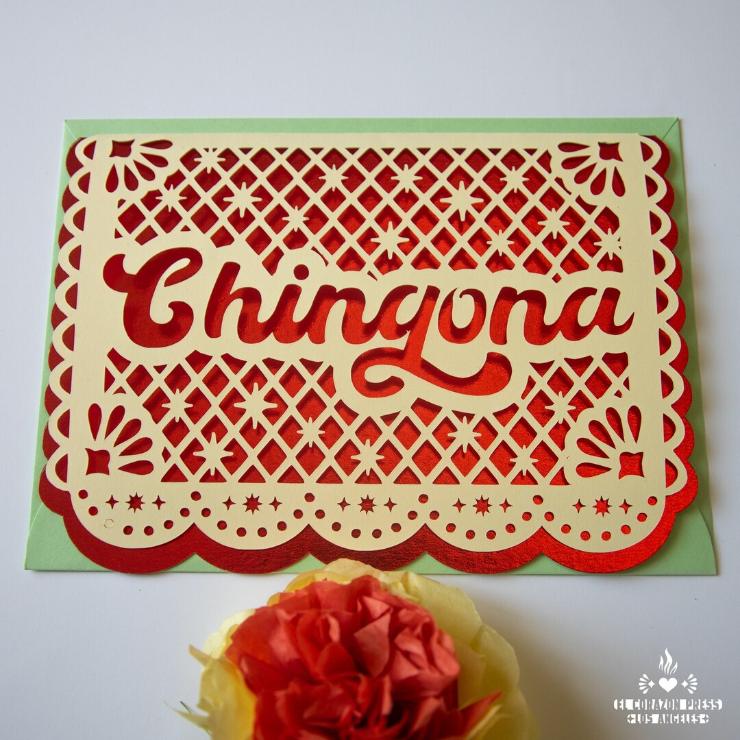 CHINGONA / Strawberry Color Palette Papel Picado 5x7 Greeting Card ...
