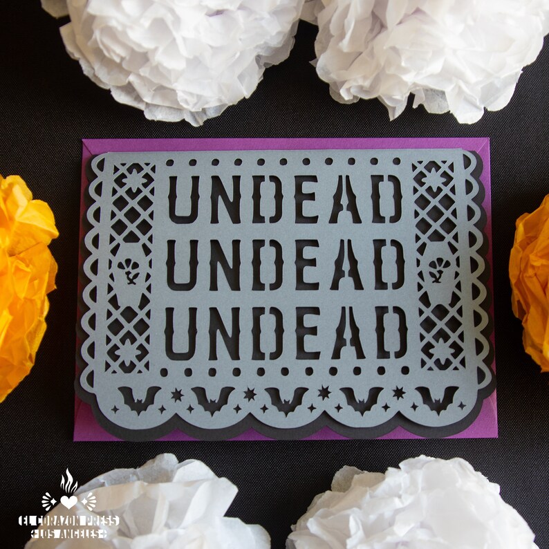 Goth Papel Picado UNDEAD Card / Bauhaus, Bela Lugosi Inspired, Mexican ...