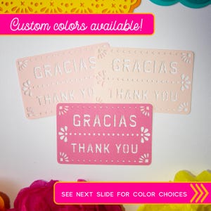 Multicolor Thank You / Gracias Favor Tags, Set of 10 Papel Picado Tags ...
