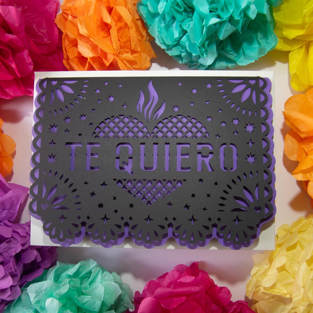 TE QUIERO Papel Picado Card: Mexican Goth Love Note - Etsy