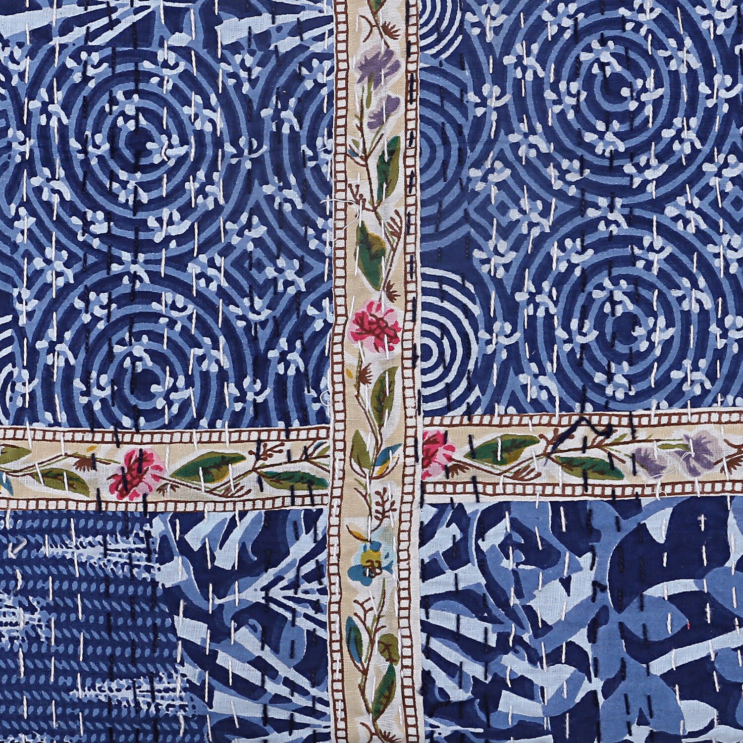 Indian Indigo Blue Patchwork Kantha Quilt Bohemian Indigo - Etsy