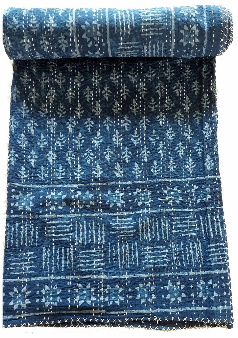 Patchwork Assorted Indian Indigo Blue Bedding Bedspread - Etsy