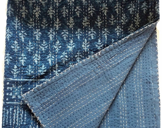 Patchwork Assorted Indian Indigo Blue Bedding Bedspread Bohemian Cotton ...