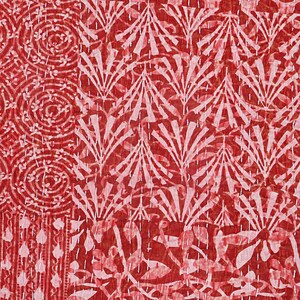 Handmade Red Colour Patchwork Indigo Cotton Kantha Quilt Hand Stitched ...